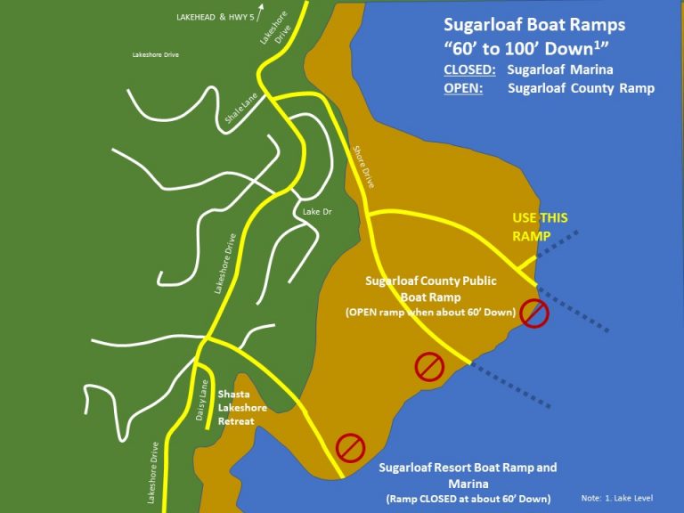 Shasta Lake Map - Multiple Versions - Ramps, Marinas, Rentals