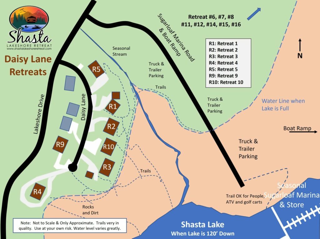 Shasta Lake Map - Multiple Versions - Ramps, Marinas, Rentals