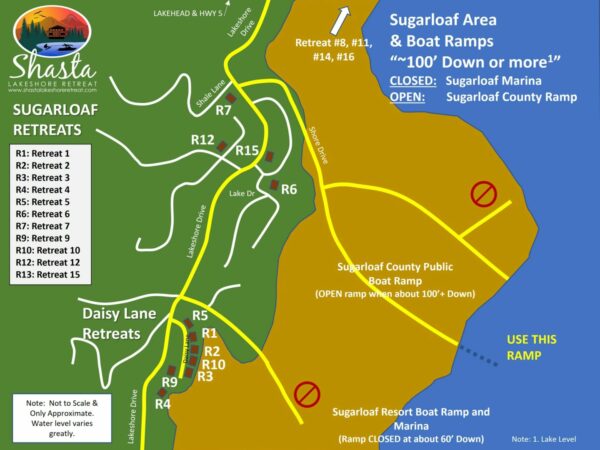 Shasta Lake Map - Multiple Versions - Ramps, Marinas, Rentals