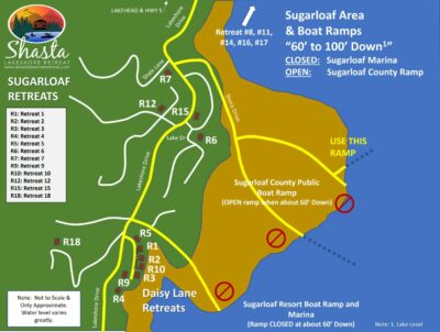 Shasta Lake Map - Multiple Versions - Ramps, Marinas, Rentals