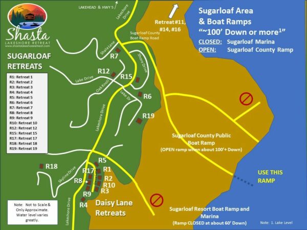 Shasta Lake Map Near Our Homes | Shasta Lake Cabins