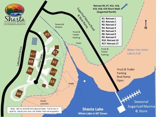 Shasta Lake Map Near Our Homes | Shasta Lake Cabins