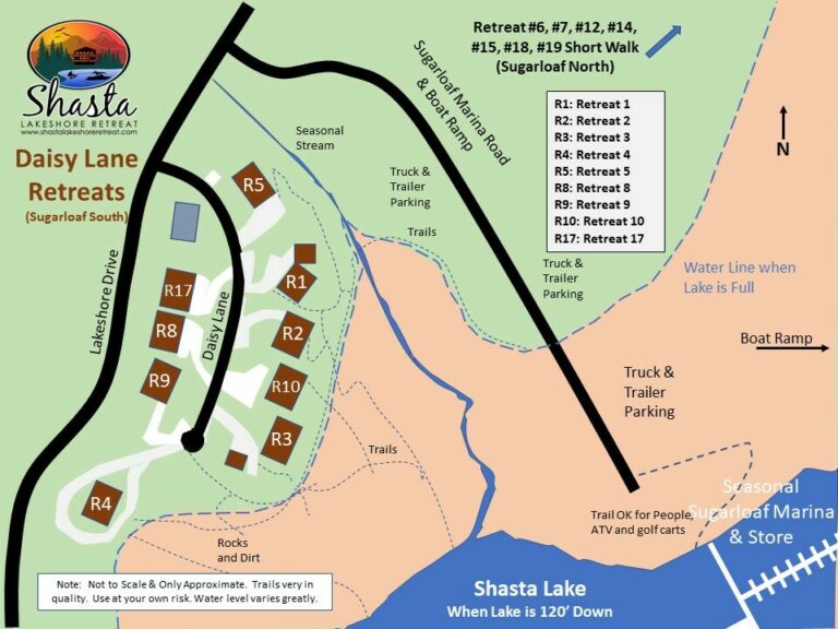 Shasta Lake Map Near Our Homes | Shasta Lake Cabins