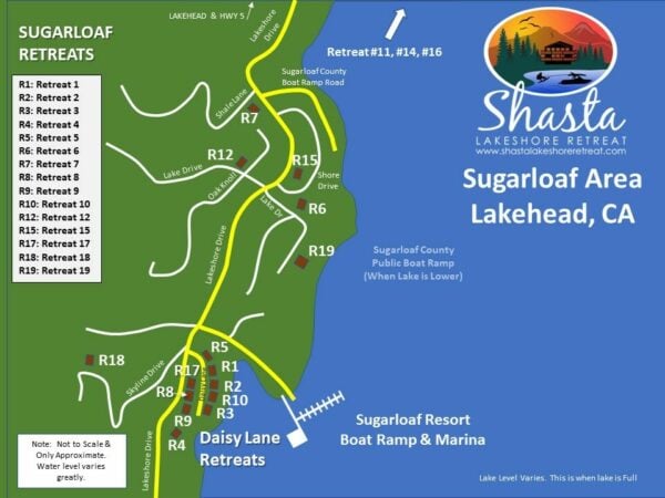 Shasta Lake Map Near Our Homes | Shasta Lake Cabins