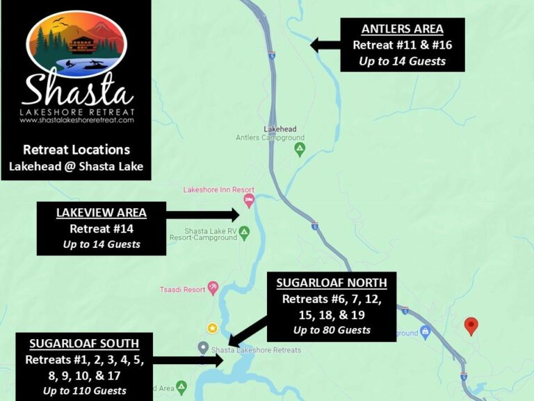 Shasta Lake Map Near Our Homes | Shasta Lake Cabins