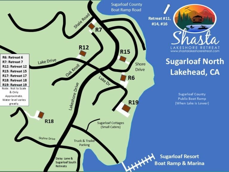 Shasta Lake Map Near Our Homes | Shasta Lake Cabins